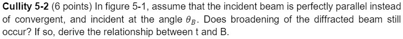 Cullity 5-2 (6 points) In figure 5-1, assume that the incident beam is ...