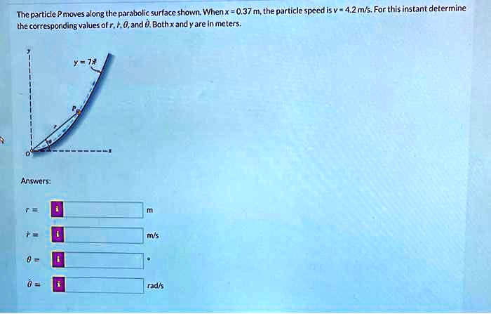 moves along the parabolic surface shown when x 037m the particle speed ...