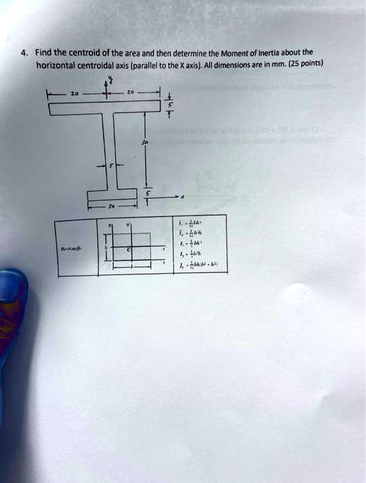 4. Find the centroid of the area and then determine the Moment of Inertia about the horizontal ...
