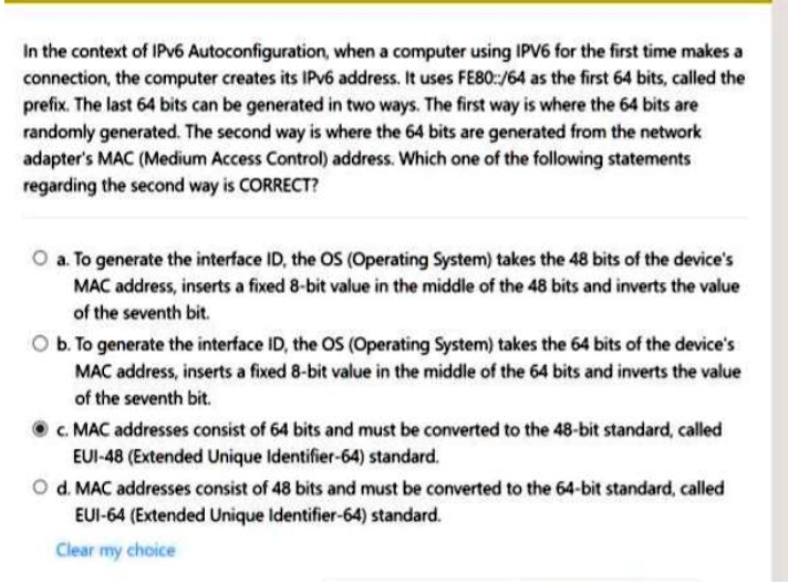 VIDEO solution: In the context of IPv6 Autoconfiguration, when a ...