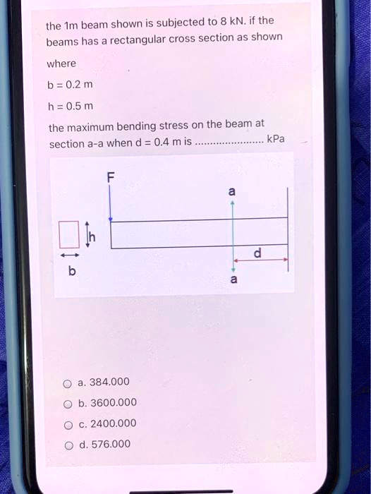 SOLVED: The 1m beam shown is subjected to 8 kN. If the beam has a rectangular cross section as ...