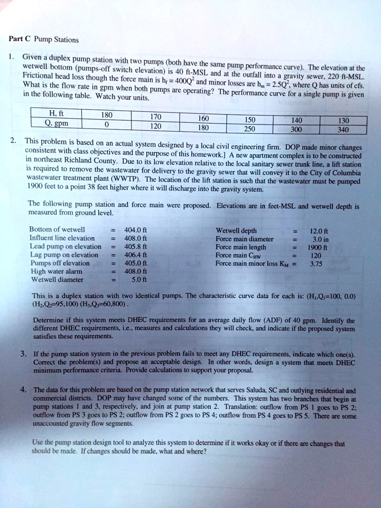 part c pump stations 1 what is the flow rate in gpm when both pumps are ...