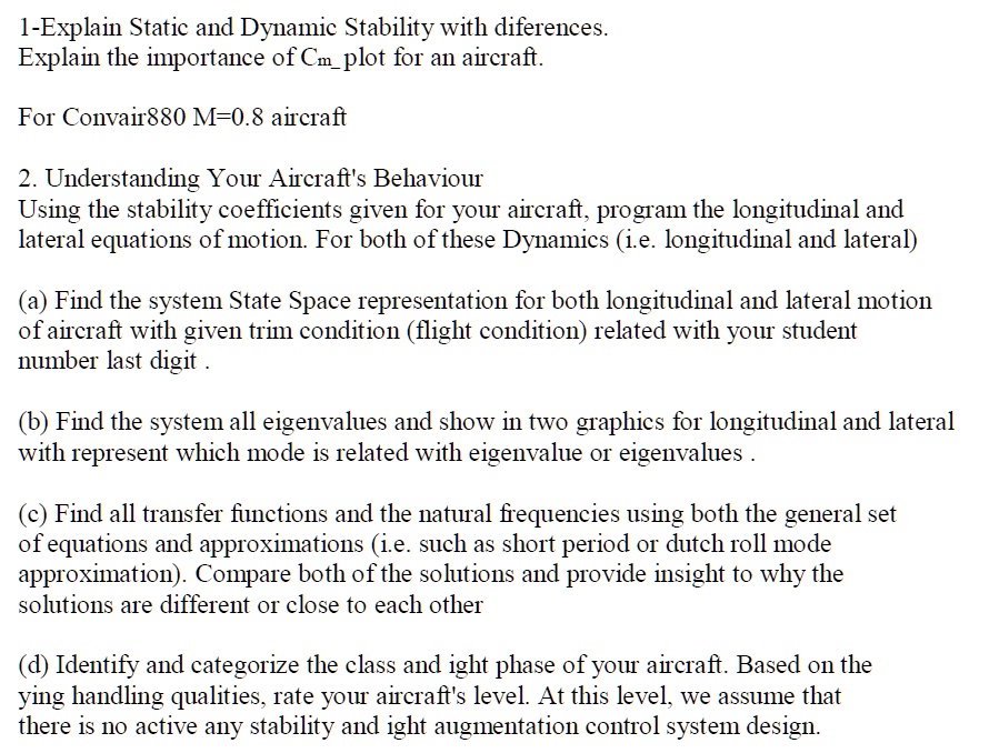 SOLVED: Explain Static and Dynamic Stability with differences. Explain ...