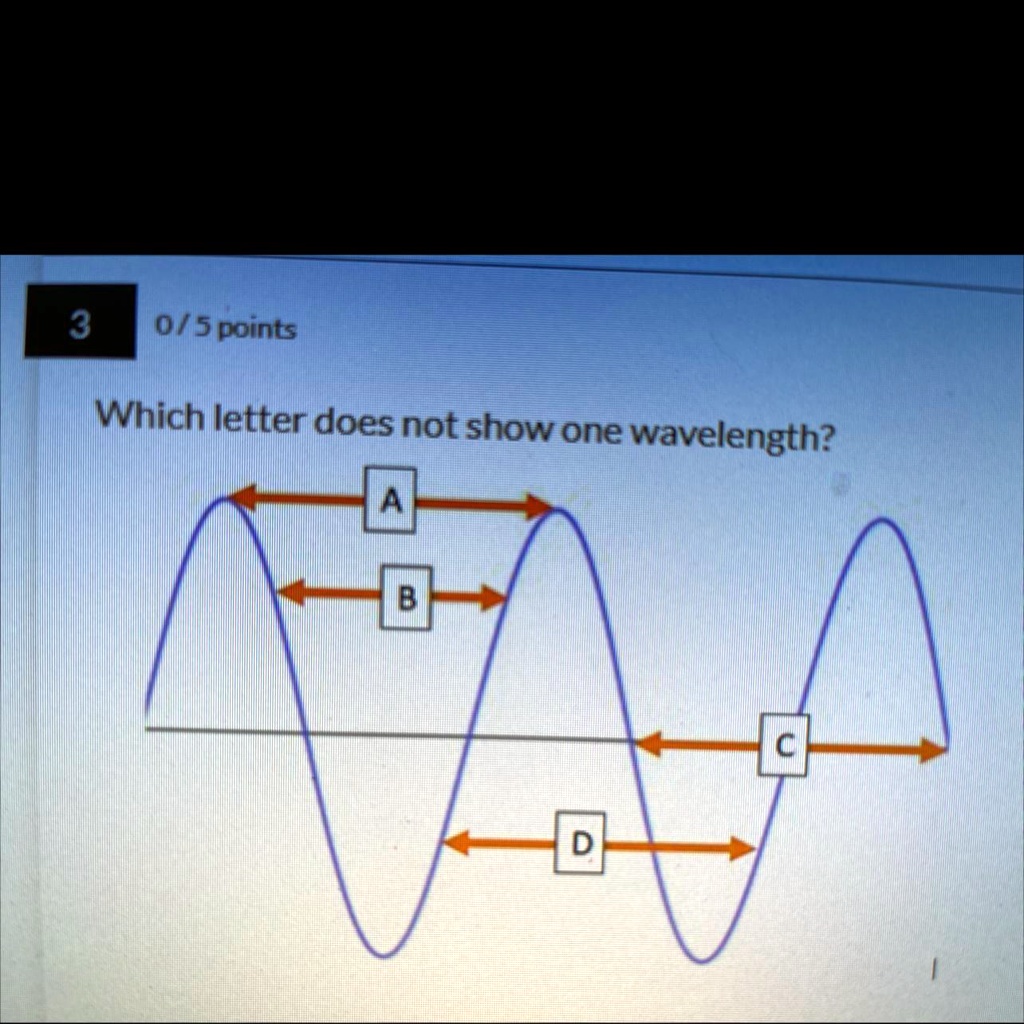 SOLVED: 'Which letter does not show one wavelength? A C B 3 0/5 points ...