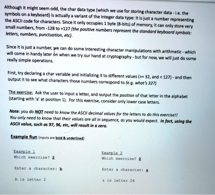 Solved Although It Might Seem Odd The Char Data Type Which We Use For Storing Character Data 