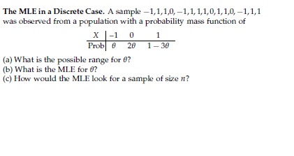 SOLVED: The MLE in a Discrete Case. A sample -1,1,1,0,-1,1,1,1,0,1,1,0 ...