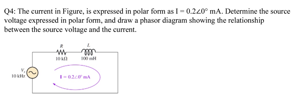 SOLVED: Q4: The current in Figure, is expressed in polar form as I = 0.20 mA. Determine the ...