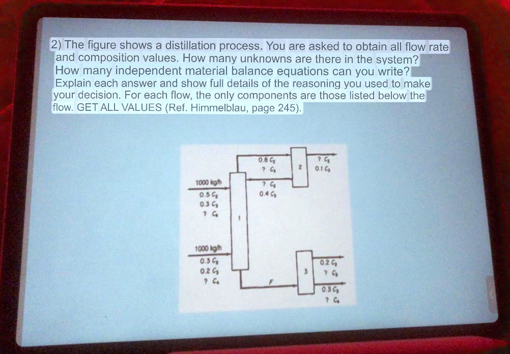 SOLVED: The figure shows a distillation process. You are asked to ...