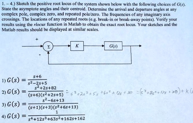 SOLVED: -4. Sketch the positive root locus of the system shown below ...