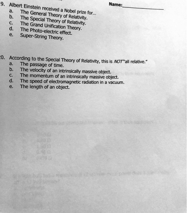 SOLVED: Albert FEinstein received The General Nobel prize Theory for ...
