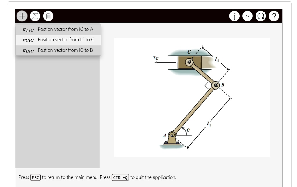 r⃗AIC Position vector from IC to A r⃗CIC Position vector from IC to C ...