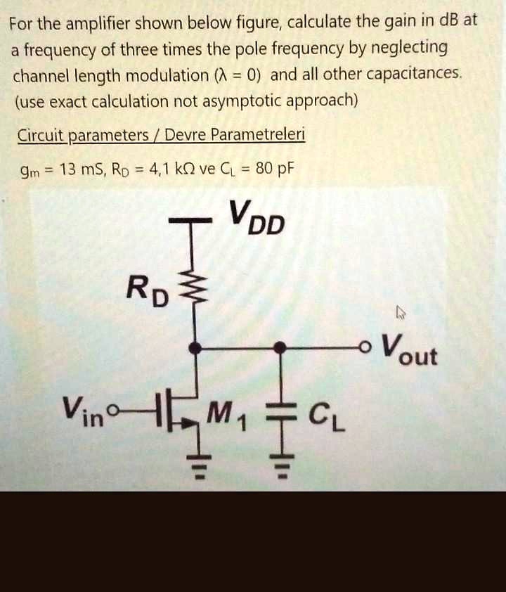 SOLVED: For the amplifier shown below in the figure, calculate the gain ...