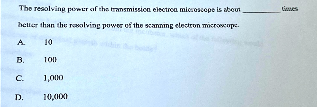 The resolving power of the transmission electron microscope is about ...
