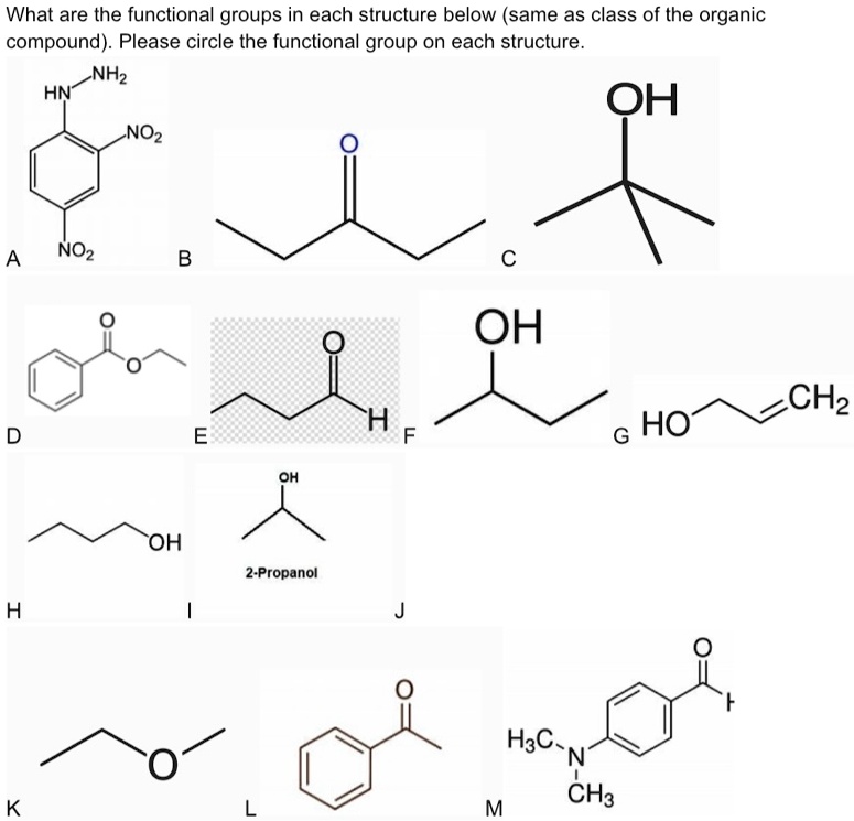What are the functional groups in each structure below (same as class ...