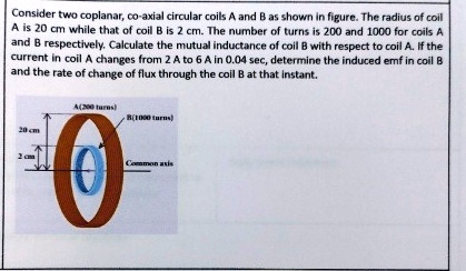 consider two coplanar co axial circular coils a and b as shown in ...