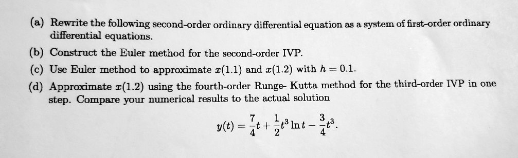 Solved A Rewrite The Following Second Order Ordinary Differential