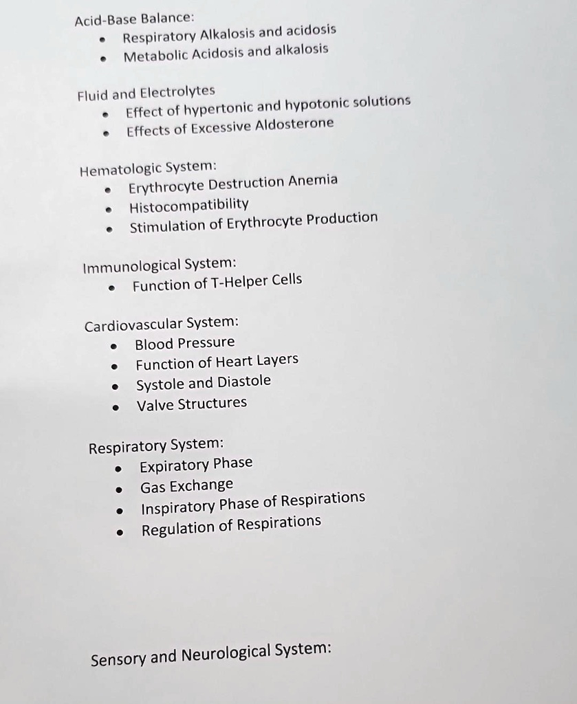 SOLVED: Acid-Base Balance: Respiratory Alkalosis and acidosis Metabolic ...