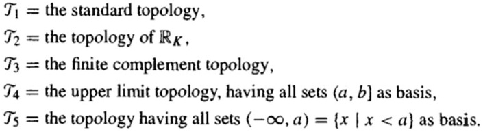SOLVED: Ti the standard topology, J2 the topology of Rk. T; = the finite complement topology, J4 ...