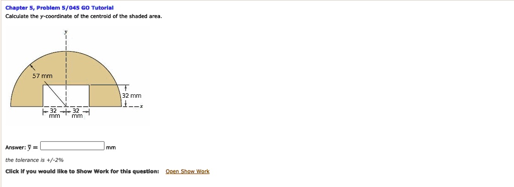 SOLVED: Calculate the y-coordinate of the centroid of the shaded area ...