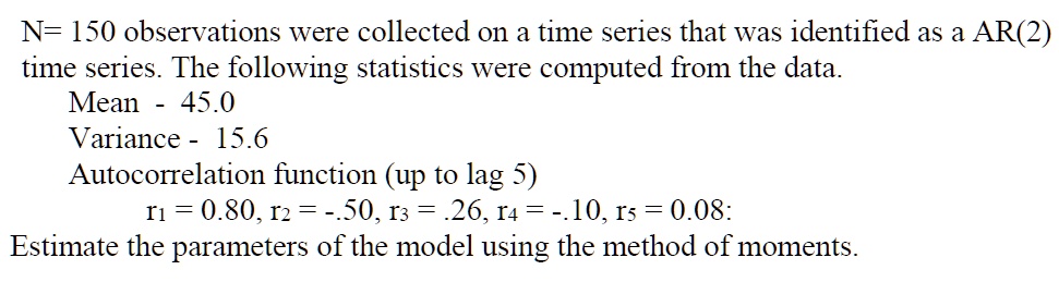 N= 150 observations were collected on a time series that was identified ...