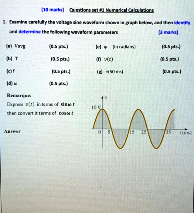 SOLVED: Questions set #1: Numerical Calculations 1. Examine carefully the voltage sine waveform ...