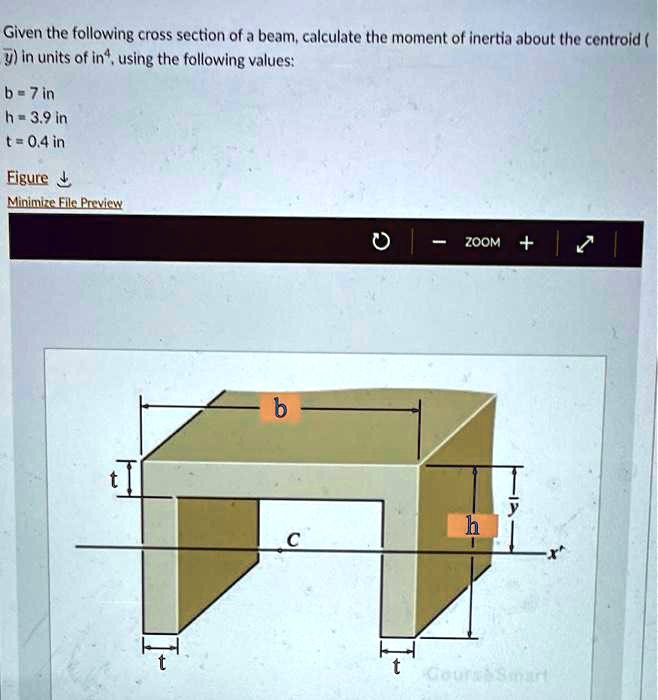 given the following cross section of a beam calculate he moment ol inertia about he centroid 9 ...