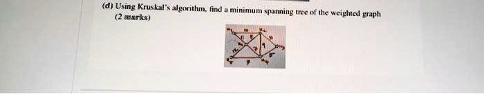 D Using Kruskals Algorithm Find A Minimum Spanning Tree Of The Weighted Graph 2 Marks 15202