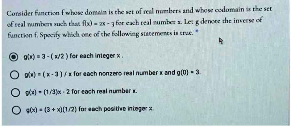 Solved Consider Function F Whose Domain Is The Set Ofreal Numbers And Whose Codomain Is The Set