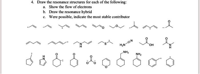 SOLVED: please do last row Draw the resonance structures for each of the following: Show the ...