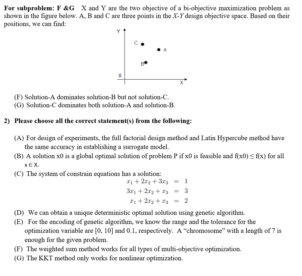 Solved For Subproblem F G X And Y Are The Two Objectives Of A Bi