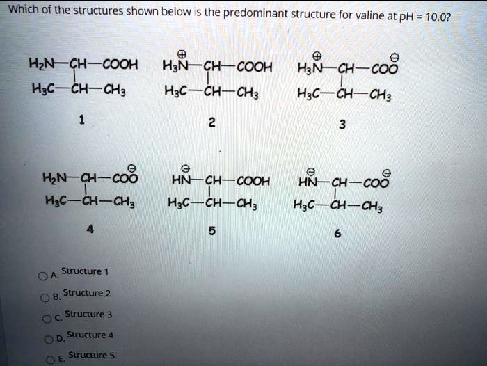 SOLVED: Which of the structures shown below is the predominant ...