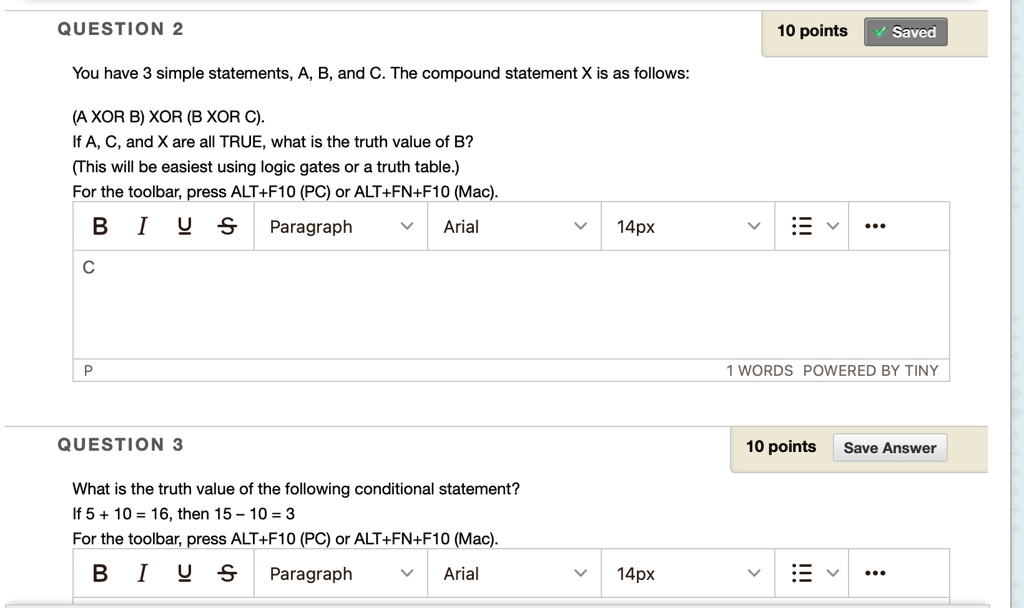 VIDEO solution: QUESTION 2 10 points Saved You have 3 simple statements ...