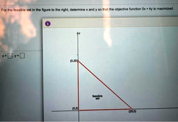 for the feasible set in the figure t0 the right determine x and y s0 ihat the objective function ...