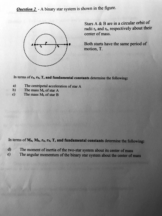 question binary star system is shown in the figure stars a b are in ...