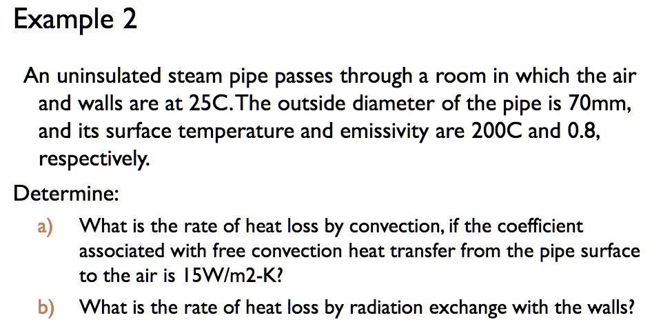 Example 2 An uninsulated steam pipe passes through a room in which the ...