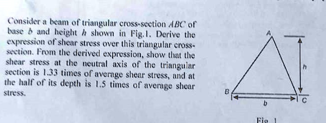 SOLVED: Texts: Consider a beam of triangular cross-section ABC of base b and height h shown in ...