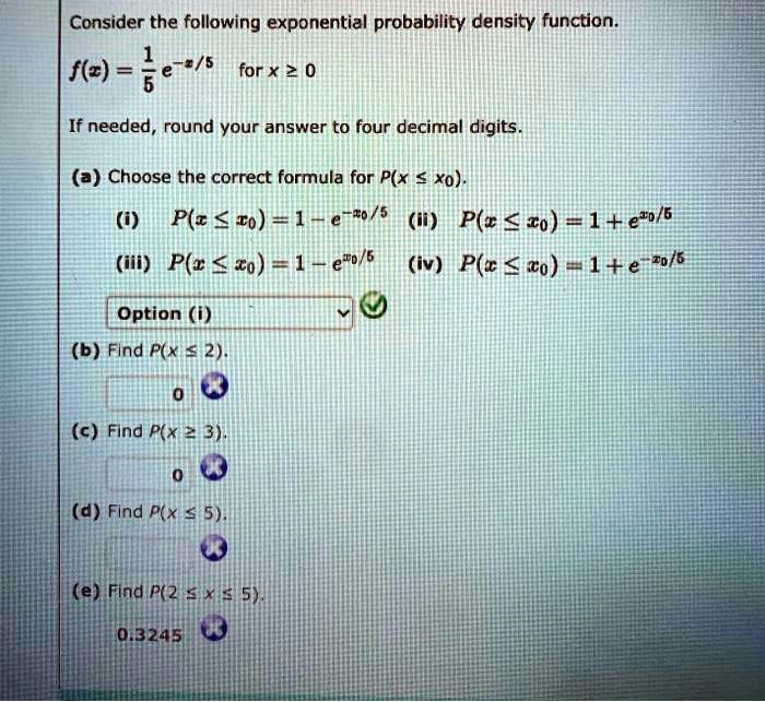 consider the following exponential probability density function fz e7 ...