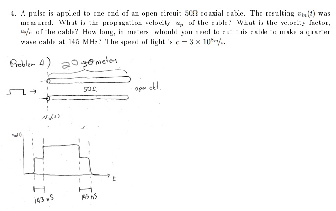 SOLVED: 4. A pulse is applied to one end of an open circuit 50S coaxial ...