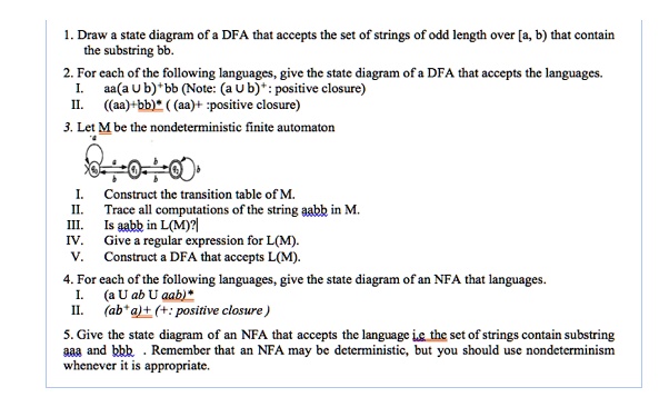 Solved 1 Draw A State Diagram Of A Dfa That Accepts The Set Of Strings Of Odd Length Over [a