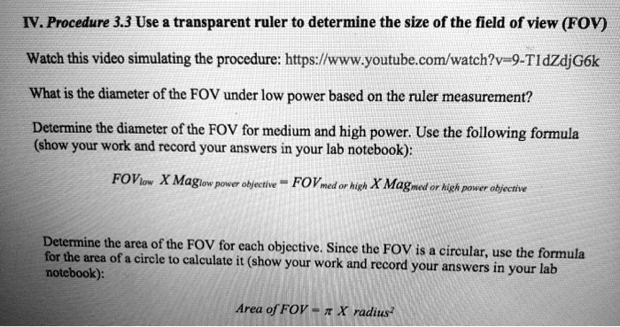 SOLVED: IV. Procedure 3.3: Use a transparent ruler to determine the ...