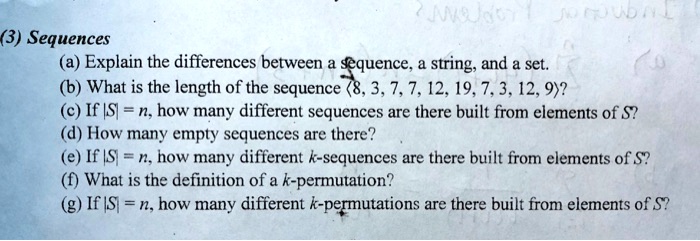 Solved Od I 3 Sequences A Explain The Differences Between Sequence String And A 4500