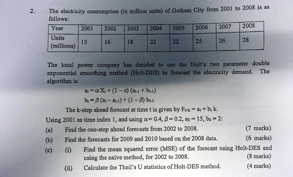 SOLVED: The electricity consumption (in million units) of Gotham City from 2001 to 2008 is as ...