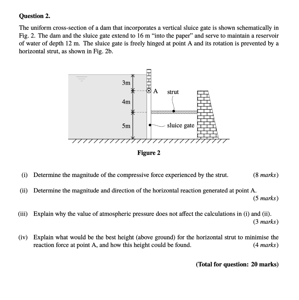 SOLVED: Question 2. The uniform cross-section of a dam that ...
