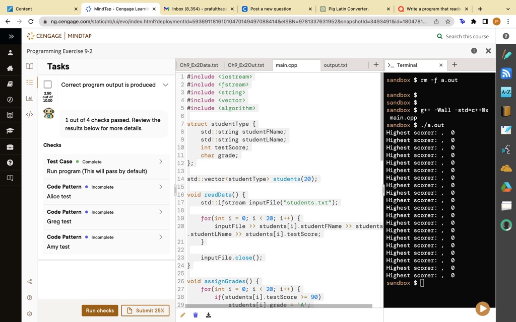 Texts: Write a program that reads students' names followed by their ...