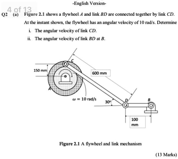 SOLVED: Figure 2.1 shows a flywheel. A and link BD are connected together by link CD. At the ...