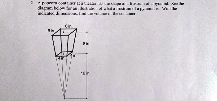 SOLVED: A popcorn container at theater has the shape frustrum of a ...