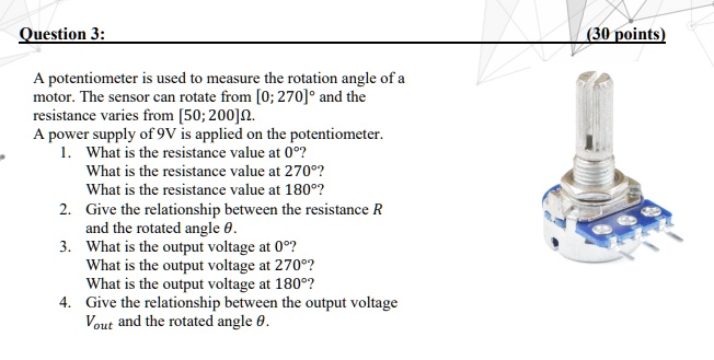 SOLVED: A potentiometer is used to measure the rotation angle of a ...