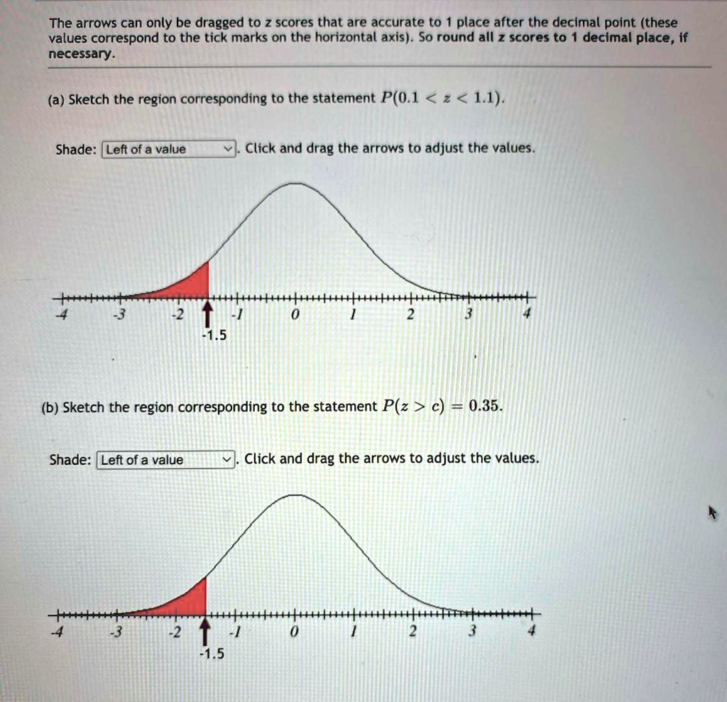 SOLVED: The arrows can only be dragged to z scores that are accurate to 1 place after the ...