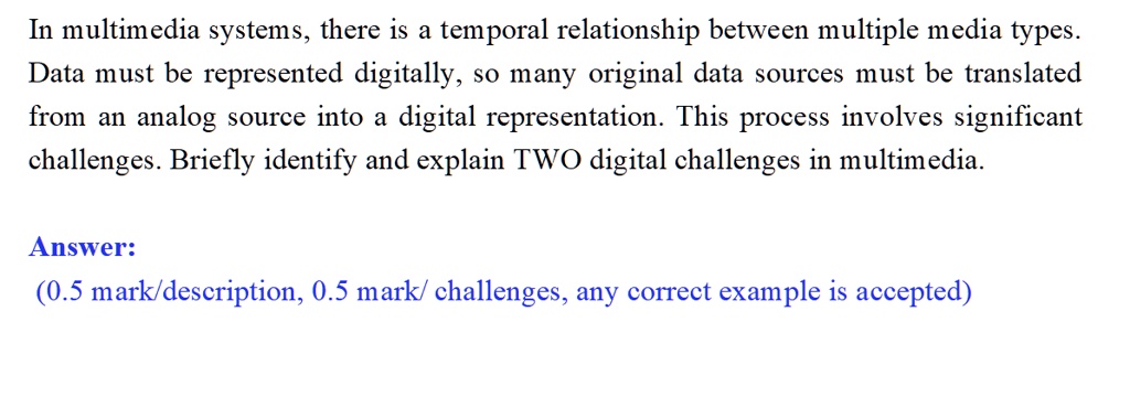 SOLVED: In multimedia systems, there is a temporal relationship between ...