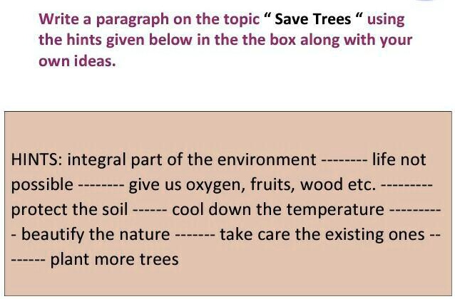 write paragraph on the topic save trees with the help of hints write a ...
